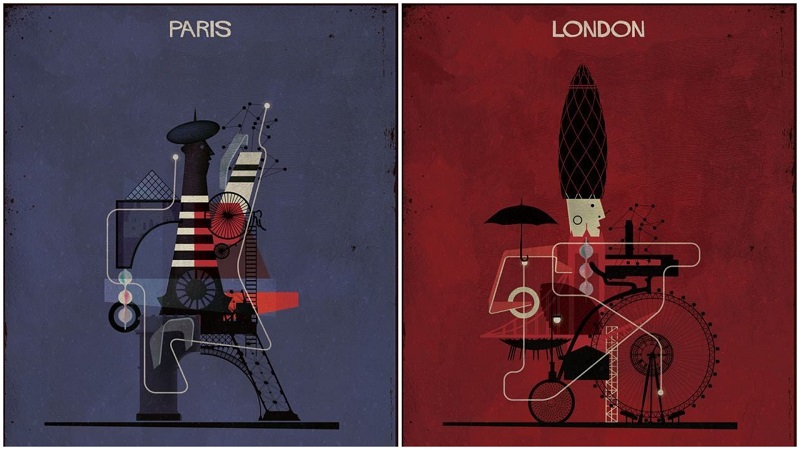 Rassom shaharlar ramzlarini yagona rasmda aks ettirdi